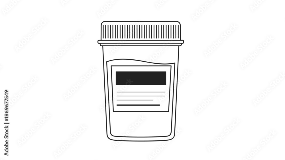 Minimalist outline of a medical specimen container or laboratory sample ...