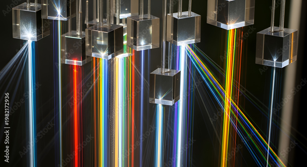 Prism Refraction Light Beams Split into Rainbow Colors, Science and ...