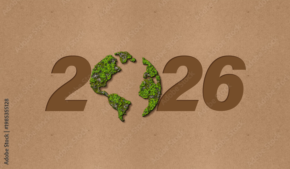 Stock-Foto „New Year 2026 green recycling and save our planet and earth ...