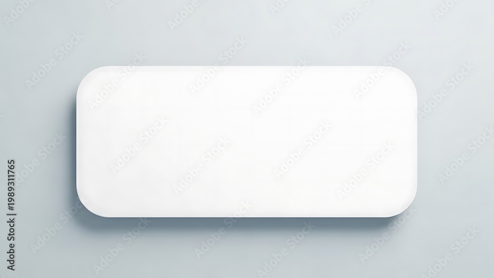 Blank White Rectangular Object with Rounded Corners on a Light Gray ...