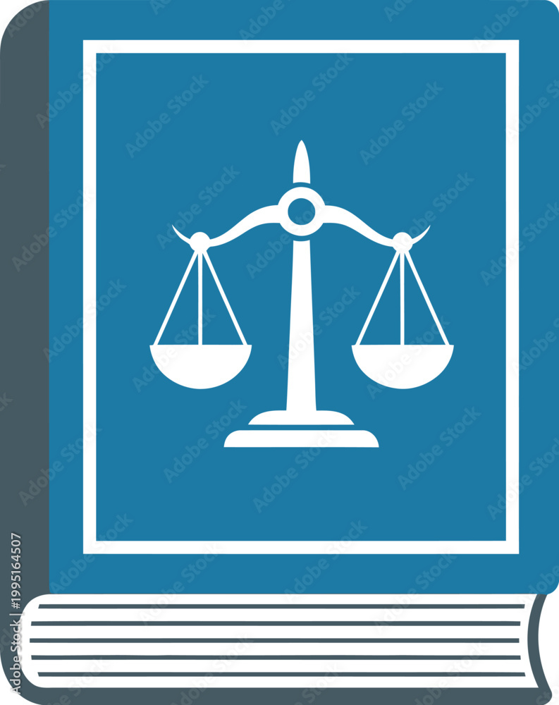 Law Book Vector Icon with Scales of Justice Symbol on Cover ...