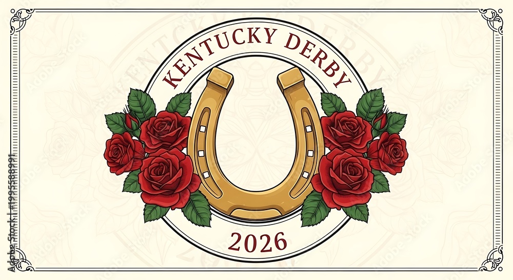 Stock-Illustration „"Kentucky Derby 2026" is written in a circular ...