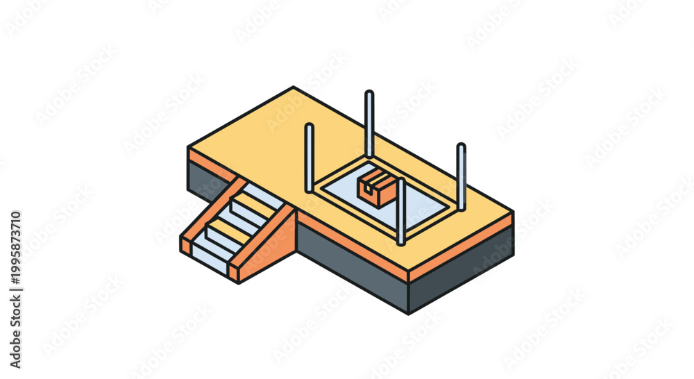 Isometric Warehouse Loading Dock Platform with Cardboard Box Package on ...