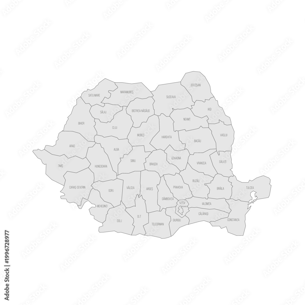 Romania political map of administrative divisions - counties and ...