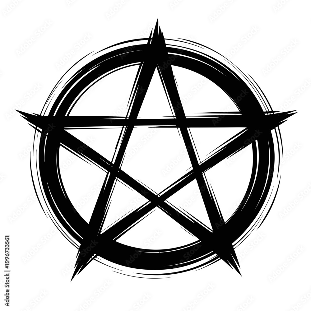 A black pentagram symbol with a circle and sharp points 素材庫向量圖 | Adobe ...