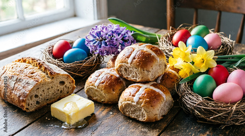 Stock-Illustration „Celebrate Easter morning with hot cross buns ...