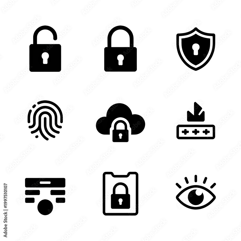 Security icons depict various methods of digital protection including ...