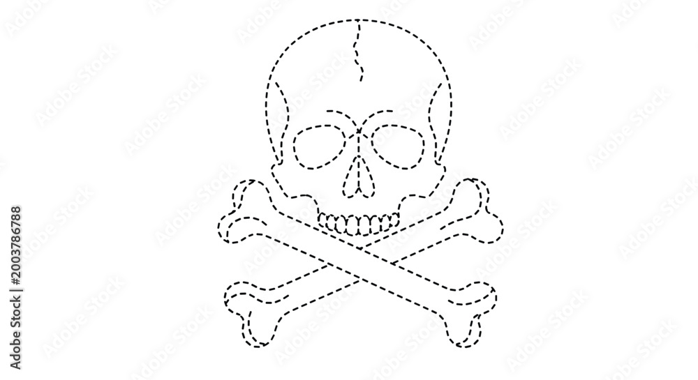 Dotted line drawing of a pirate skull and crossbones offers a fun ...