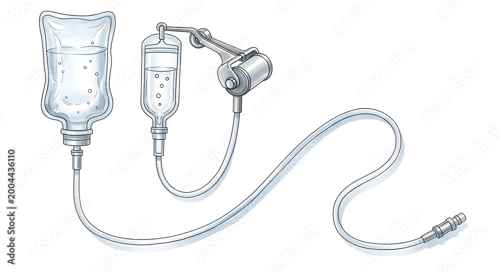 Medical staff administer medication through an intravenous drip system ...