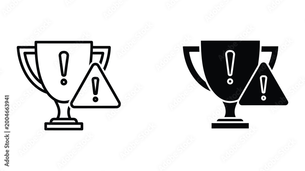Warning trophy icons with exclamation mark symbols の Stock ベクター | Adobe ...