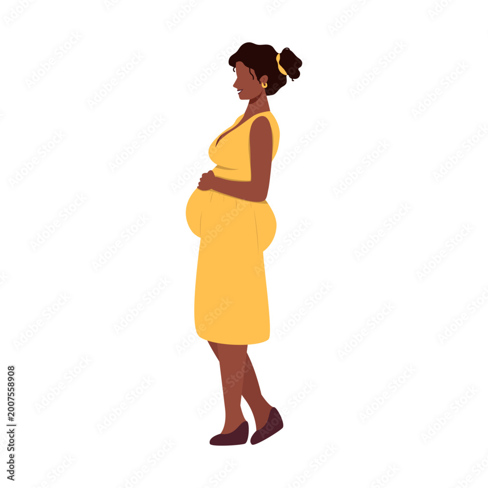 Profile of pregnant woman. Future mom. Third trimester pregnancy ...