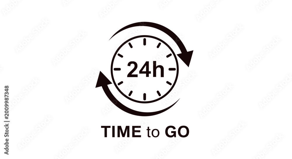 Image vectorielle Stock 24 Hour Service Clock Icon With Text Time to Go ...