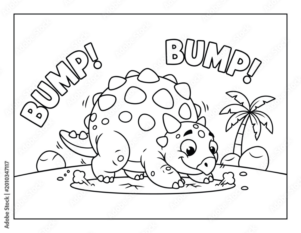 Ankylosaurus making a loud bump sound while walking in a prehistoric ...