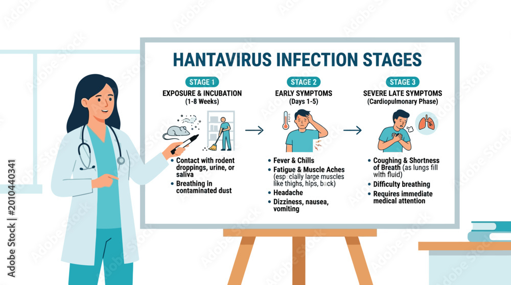Vector de Stock Hantavirus Infection Stages Explained From Exposure to ...