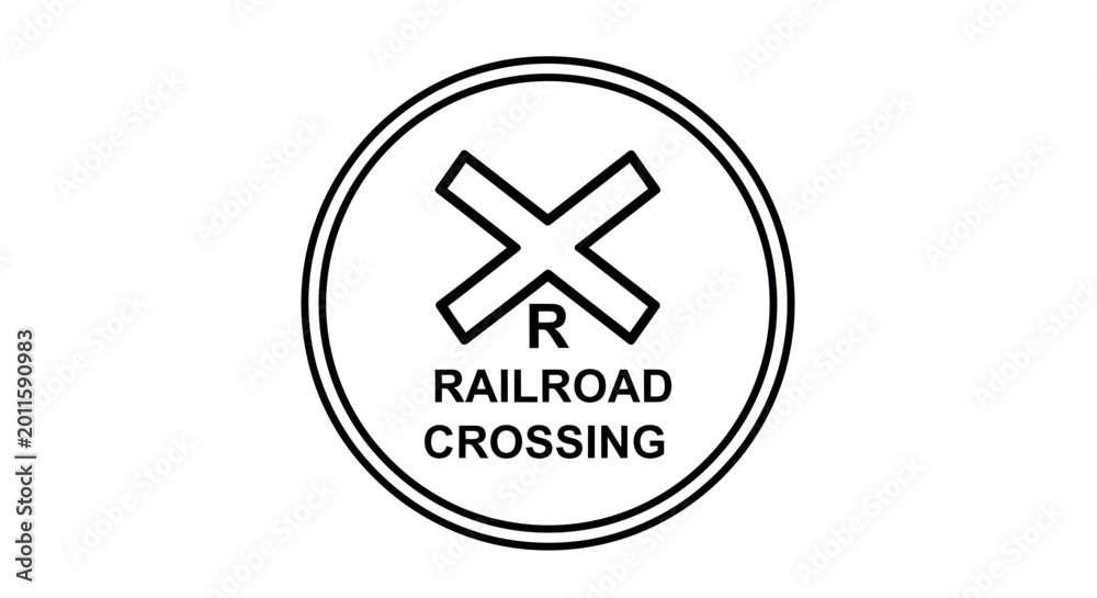 Railroad Crossing Warning Sign with 'X' and 'R' Symbols. Black and ...
