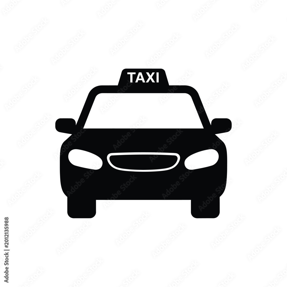 Taxi car front view stands as a symbol of urban public transportation ...