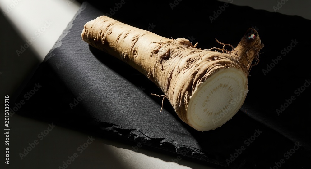 Raw Horseradish Root A Pungent And Flavorful Ingredient の Stock フォト ...
