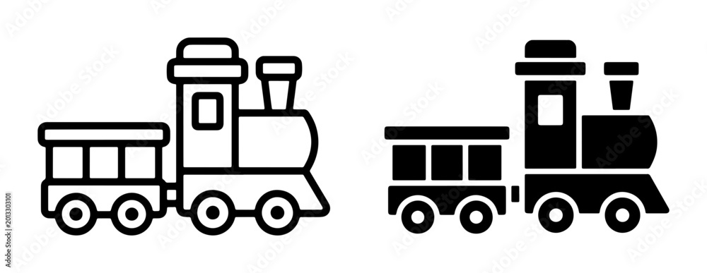 Simple Train Icons, Locomotive and Carriage Vector Graphics ...