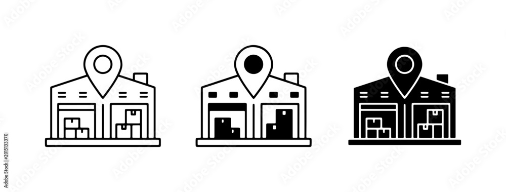 Warehouse Location Icons, Shipping Hub Icons, Logistics Building Icons ...