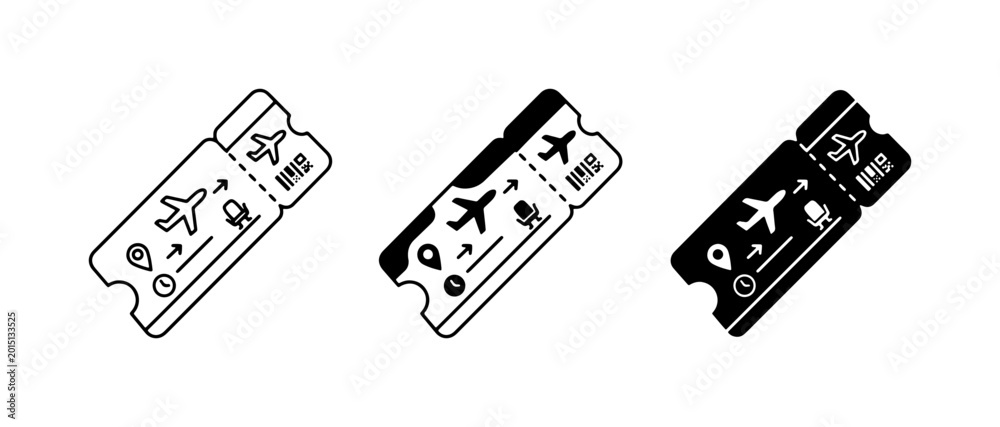 Airplane Ticket Icons, Travel Pass Vector Set, Flight Boarding Pass ...