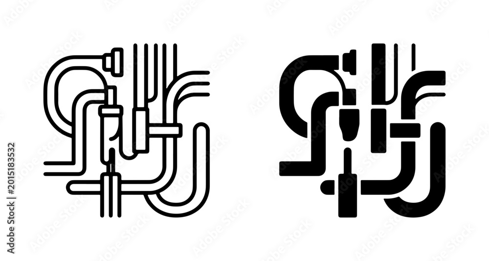 Stock-Vektorgrafik „Abstract Plumbing System Icons, Industrial Pipe ...
