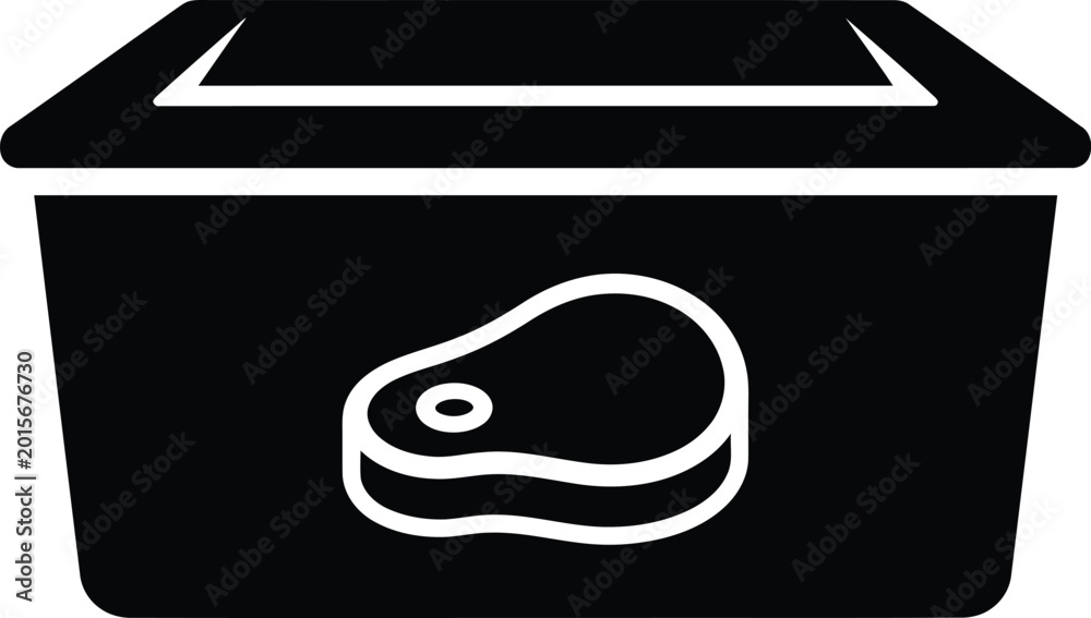 Food container with steak icon for grocery and meal delivery service の ...