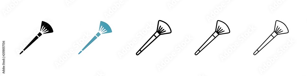 Ilustração Woman inclined makeup brush vector icon set for UI designs ...
