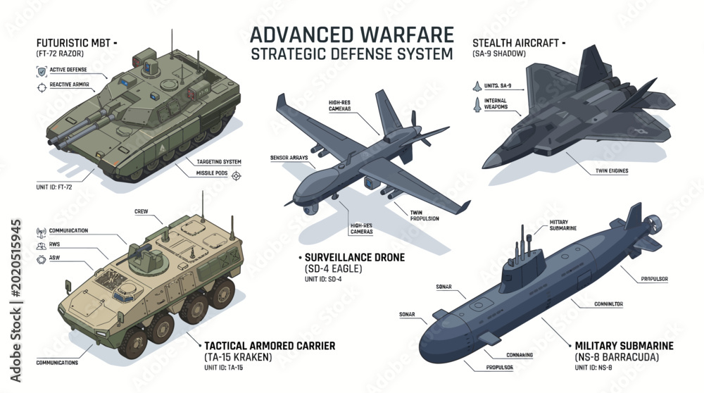 Isometric Advanced Warfare Strategic Defense System Set: Futuristic ...