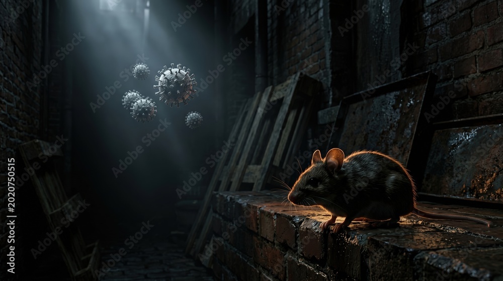 Hantavirus in rodent reservoirs, zoonotic virus transmission concept ...