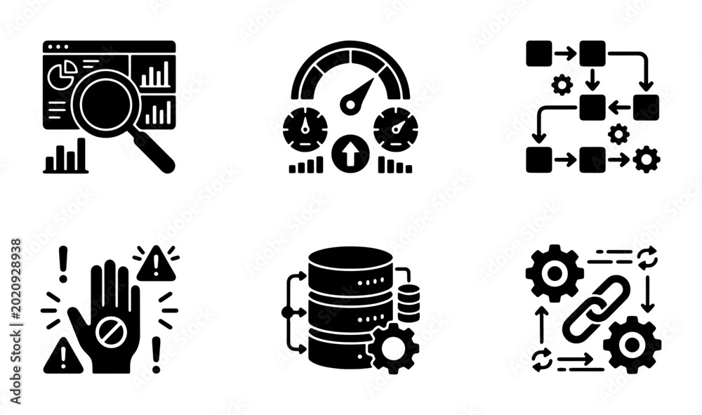 Business Analytics Icons, Data Visualization Set, Performance Metrics ...