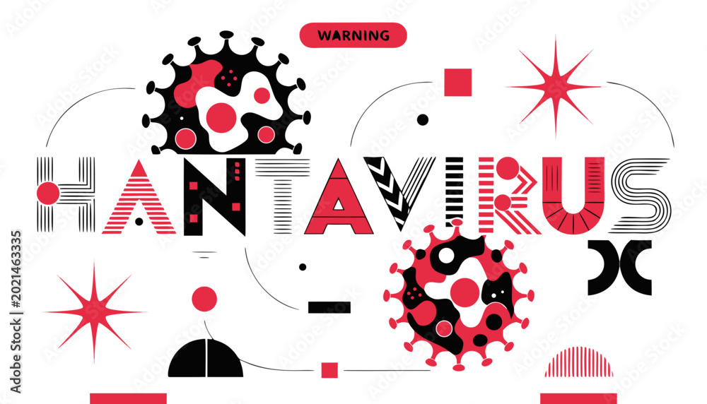 Vector de Stock Orthohantavirus warning banner with stylized virus ...
