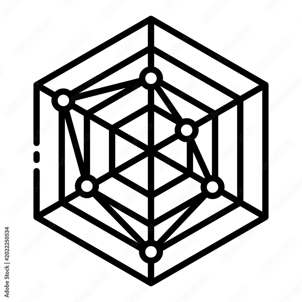 radar chart icon. hexagonal spider web radar chart. multi variable data ...