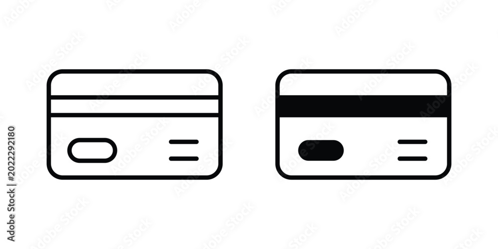 Credit card icon pack in line art and flat design style の Stock ベクター ...