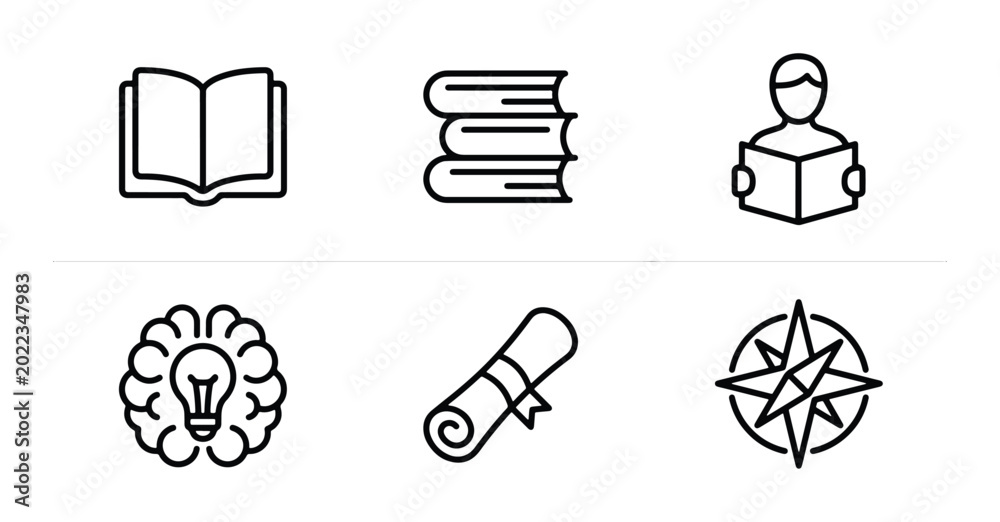 Education Icons Set, Knowledge Symbols Collection, Learning & Research ...