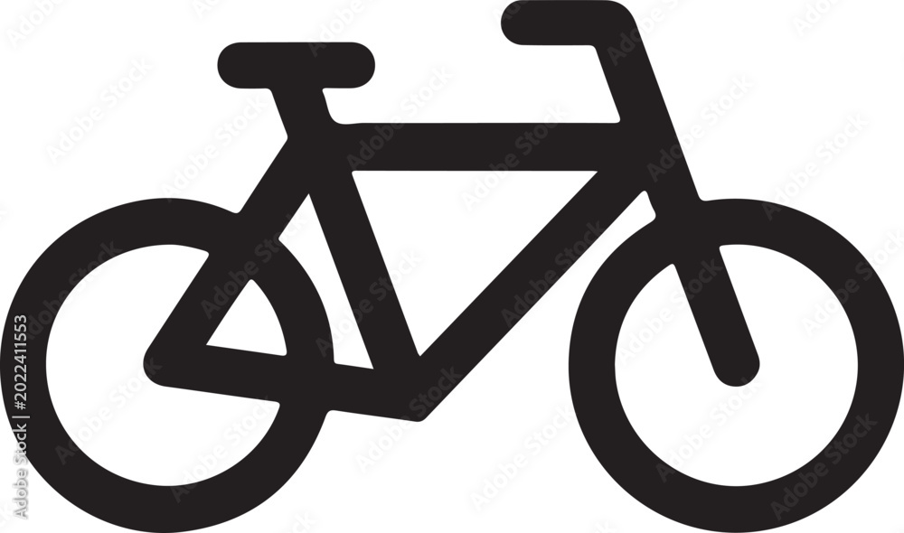 Black outline of a bicycle side view with wheels and frame on a plain ...