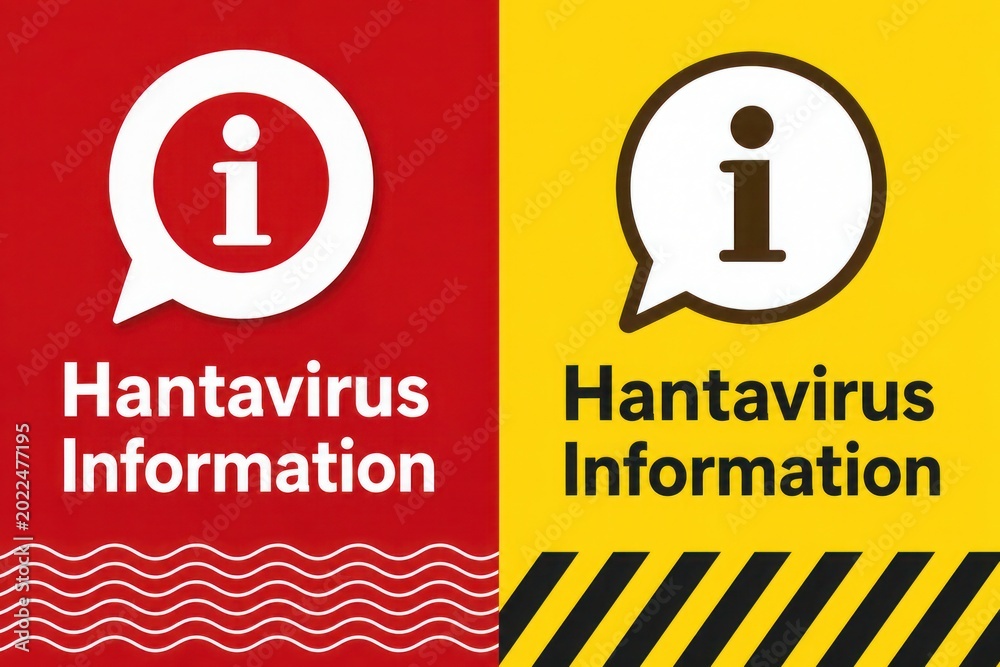 Ilustração Hantavirus information sign with warning icons, medical ...