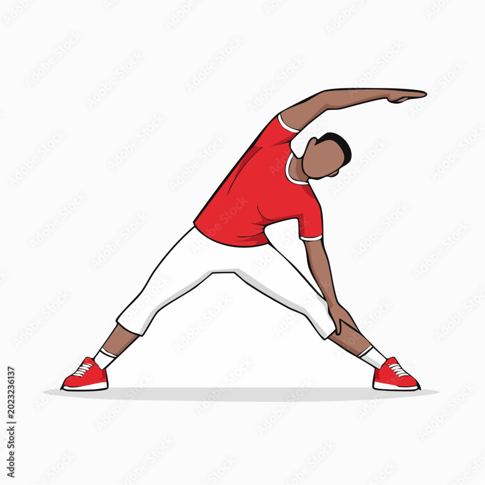 Man stretching in a side bend pose の Stock ベクター | Adobe Stock