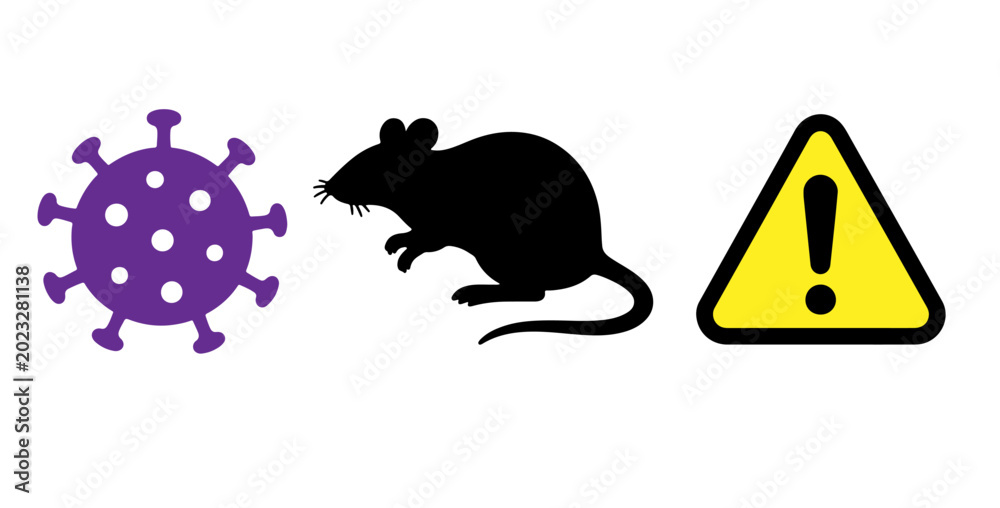 Hantavirus transmission concept icon set with virus bacteria rodent ...