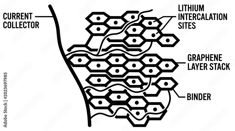 Diagram of a Lithium Ion Battery Electrode Structure. の Stock ベクター ...