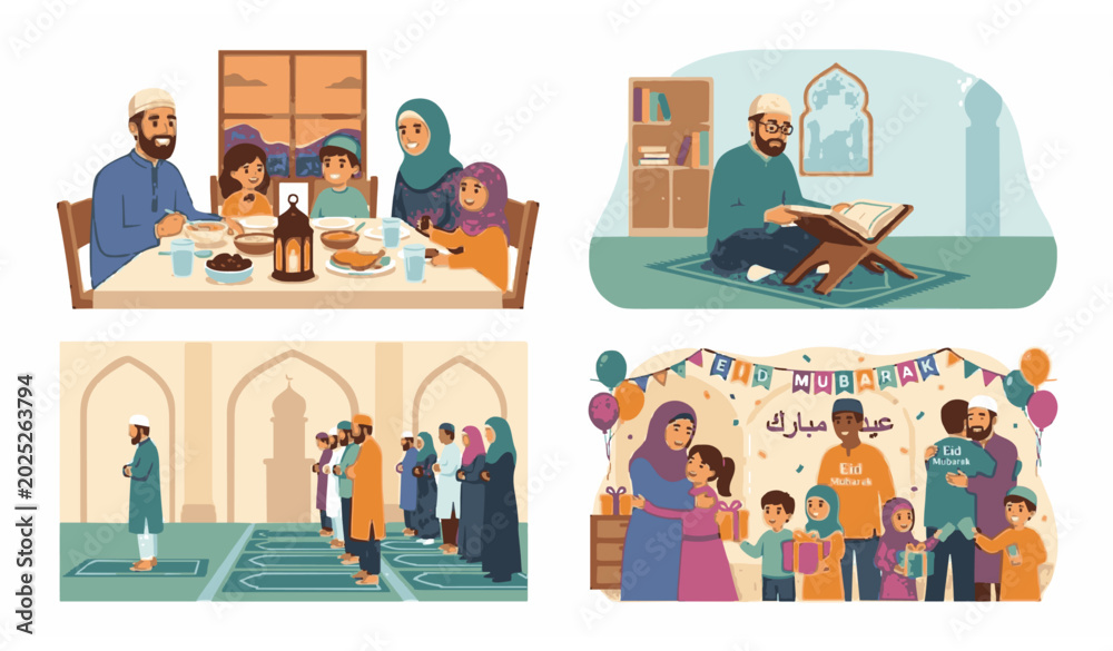 Stock-Vektorgrafik „Collection of Islamic Ramadan activities with ...