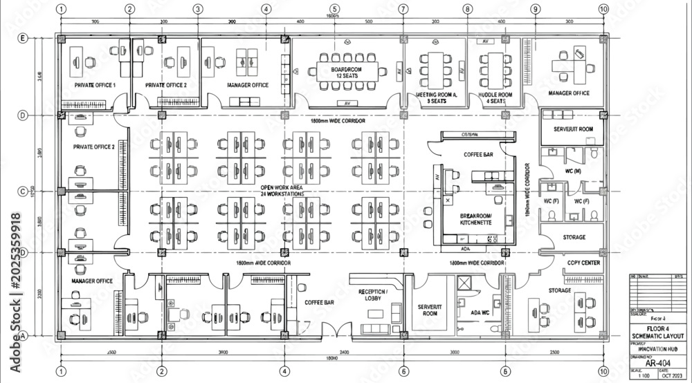Schematic layout floor plan for innovation hub office Stock Vector ...