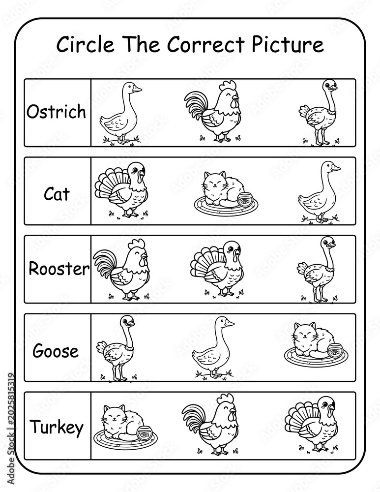 Printable farm animal word recognition worksheets for preschool and ...