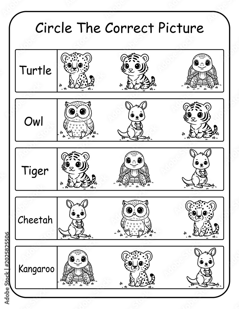 Stock-Illustration „Printable wild animal word recognition worksheets ...