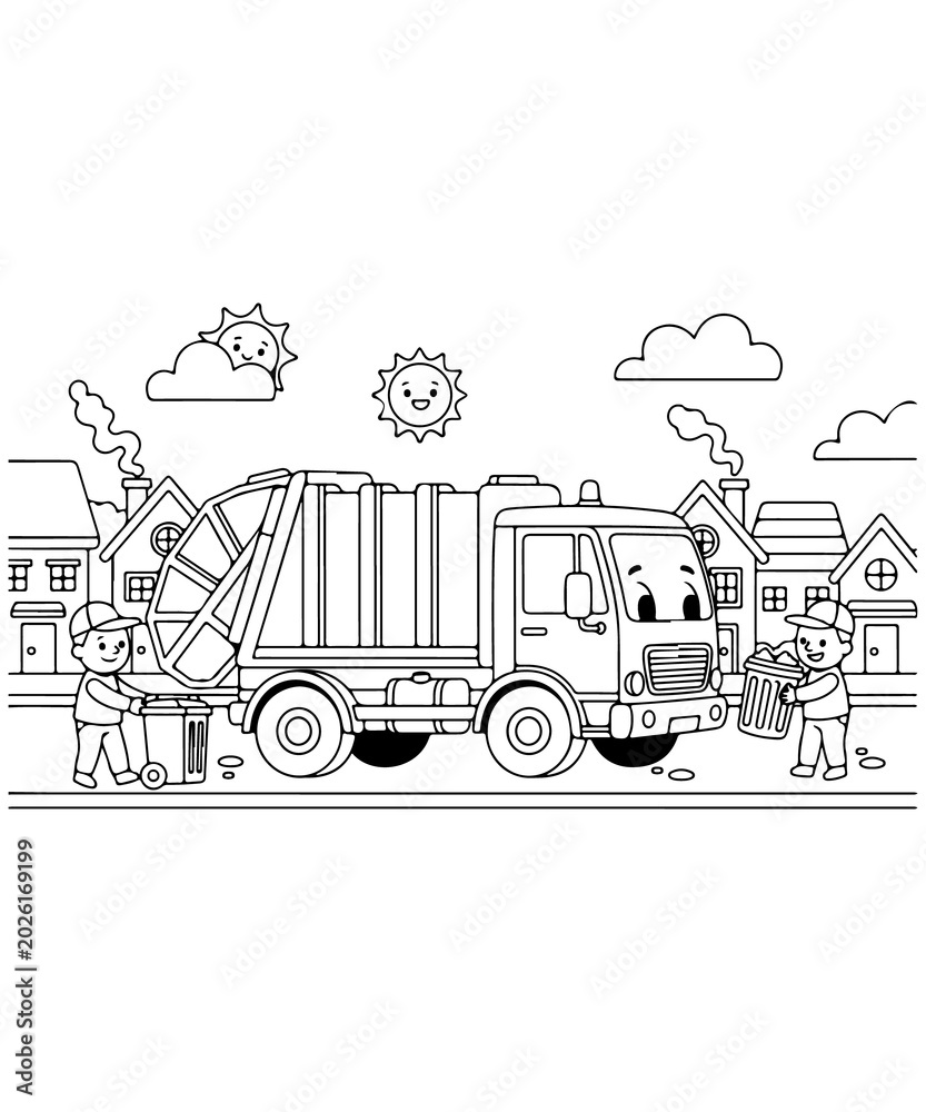 Vehicle or transport coloring page for kids and adults の Stock イラスト ...