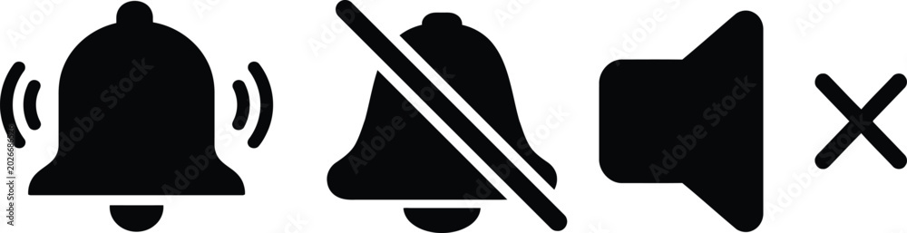 Mute speaker, microphone off, and megaphone announcement icon ...