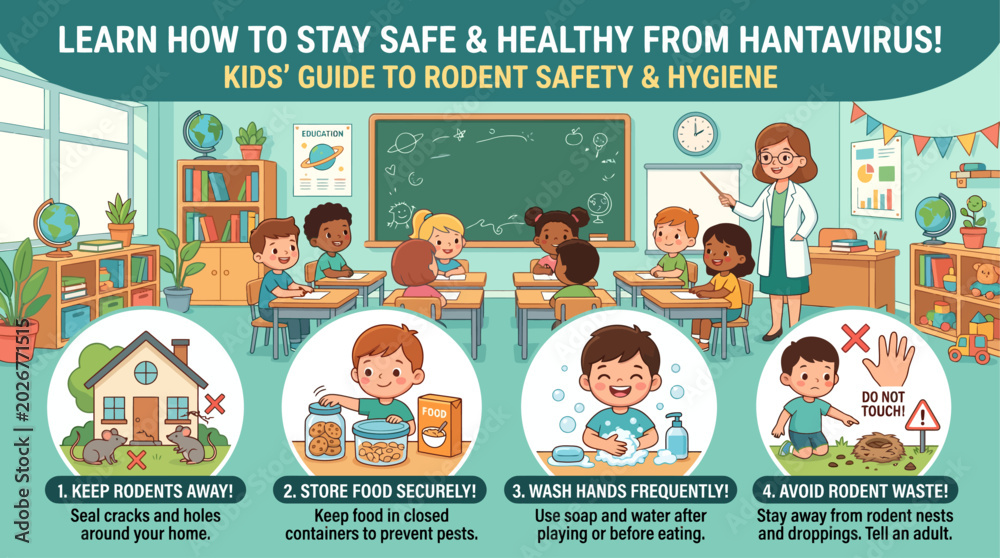 Female teacher explaining hantavirus prevention guidelines to diverse ...