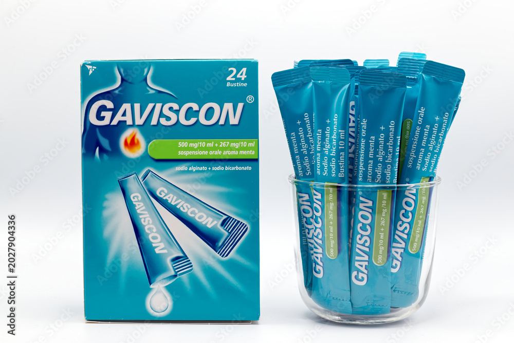 Bologna - Italy - May 12, 2026: Gaviscon antacid oral suspension ...