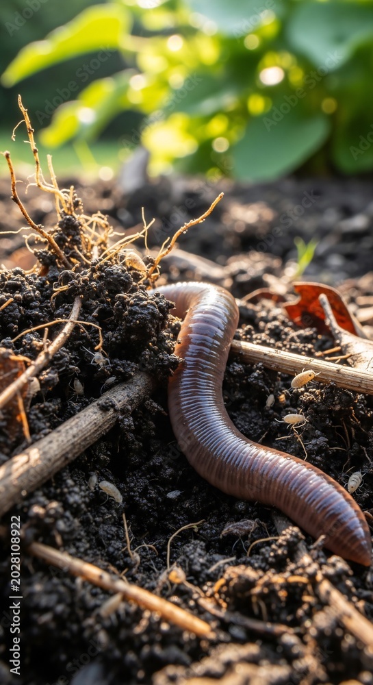 Earthworm crawling in rich soil の Stock フォト | Adobe Stock