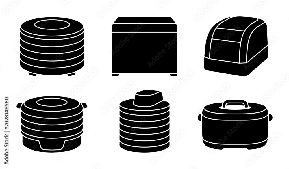 Kitchen Appliance Icons: Dehydrator, Slow Cooker, Air Fryer Stock ...