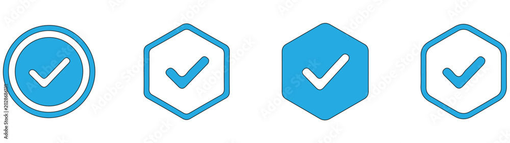 Verified badge icon tick symbol vector approved check mark icon. black ...
